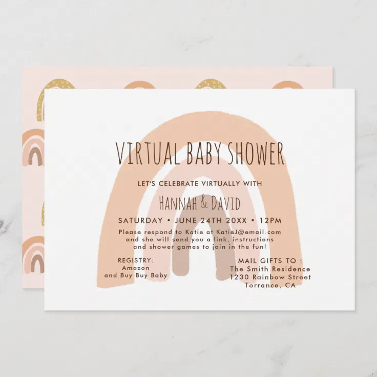 Boho Pastel Rainbow Virtual Baby Shower Invitation | Zazzle