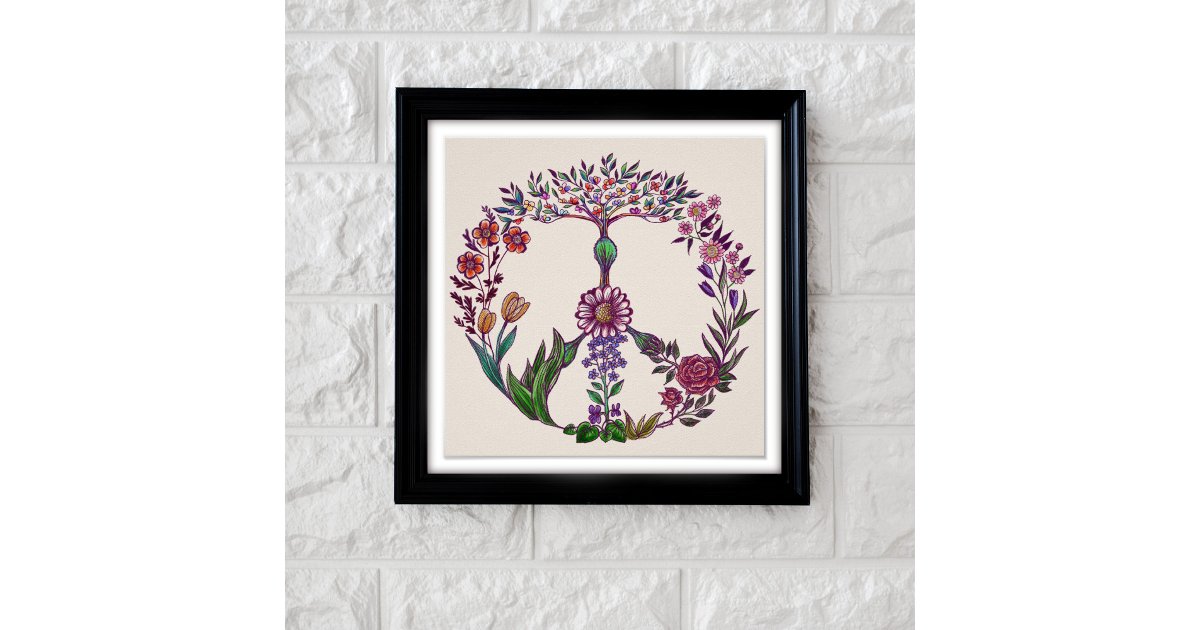 Boho Peace Sign Elegant Girly Cute Pretty Floral | Zazzle