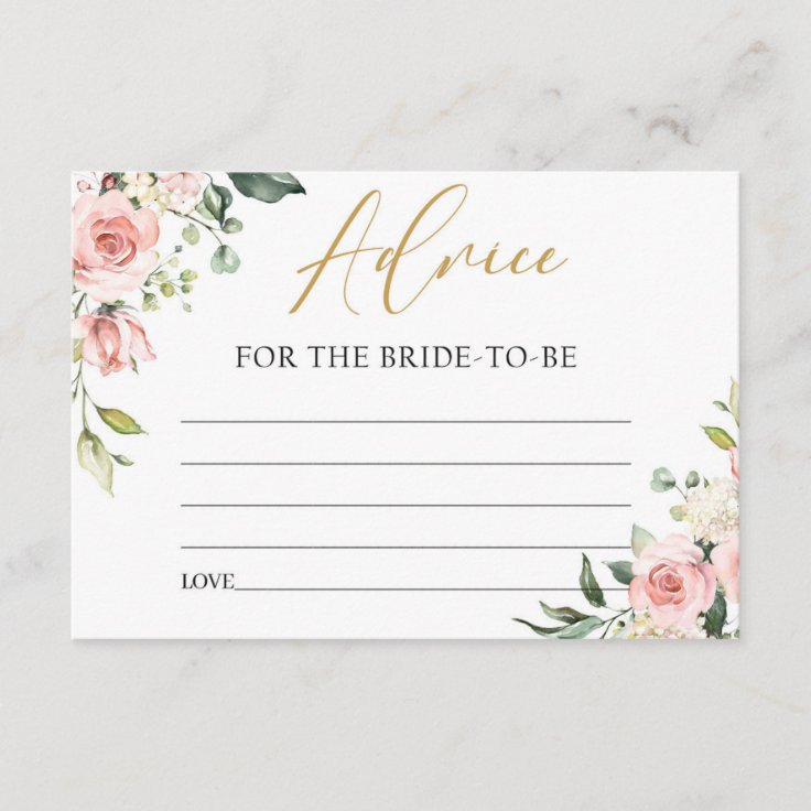 Boho Peach Blush Pink Floral Advice For The Bride Enclosure Card Zazzle
