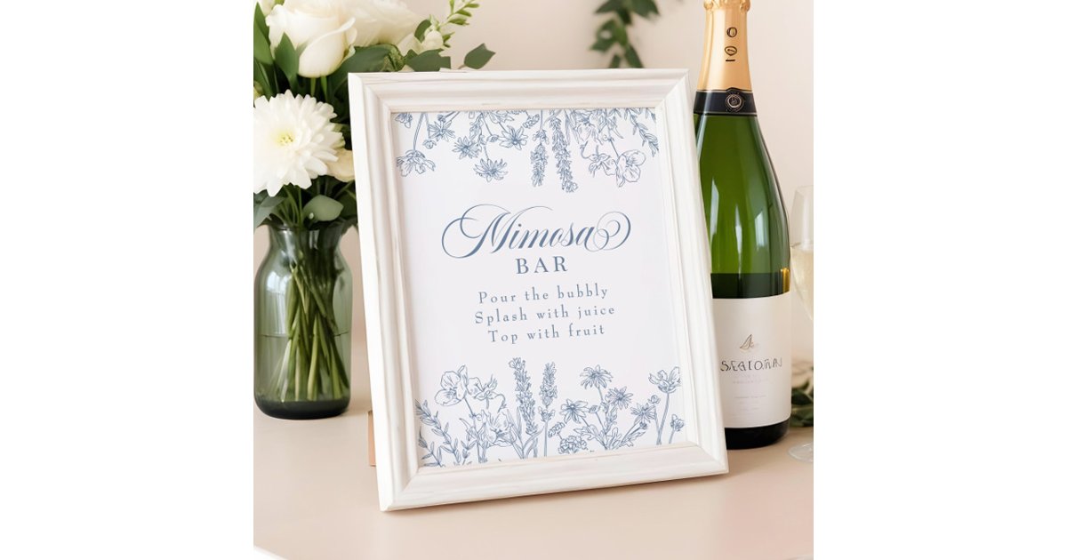Boho Periwinkle Wildflower Mimosa Bar Sign | Zazzle