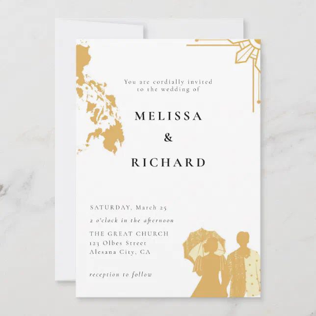Boho Philippines Sun Wedding Invitation Filipino | Zazzle