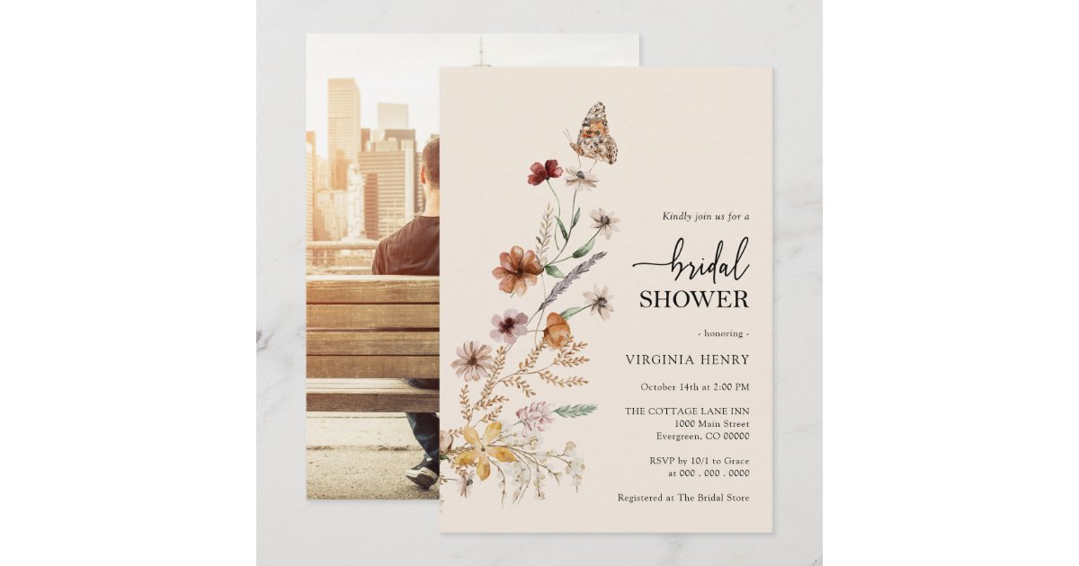 Boho Photo Bridal Shower Invitation | Zazzle