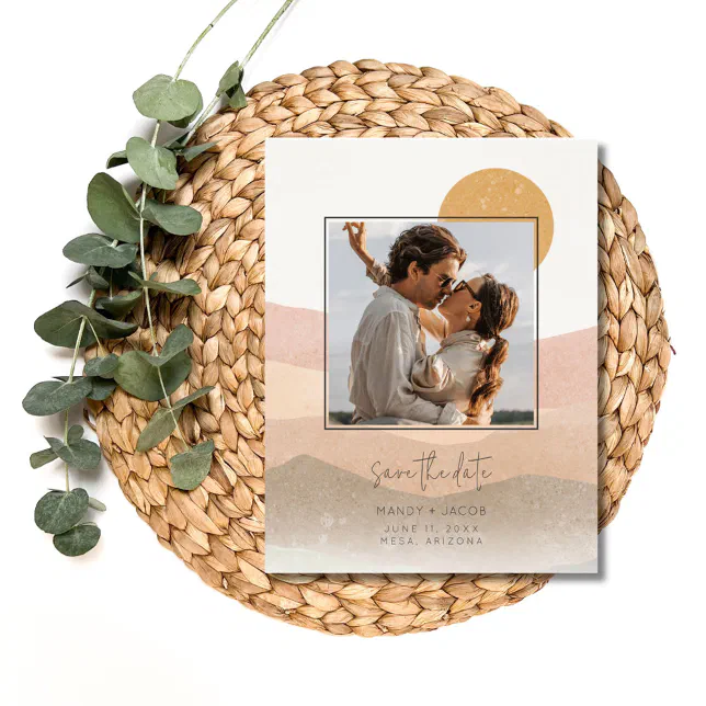 Boho Photo Desert Wedding Save the Date Announcement Postcard | Zazzle