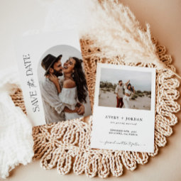 Boho Photo Save the Date, Minimalist Save the Date Invitation | Zazzle