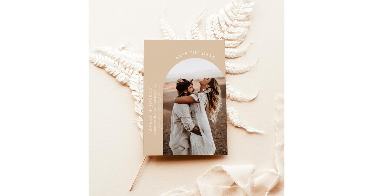 Boho Photo Save the Date | Modern Minimalist Cards | Zazzle