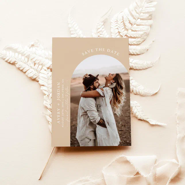 Boho Photo Save the Date | Modern Minimalist Cards | Zazzle