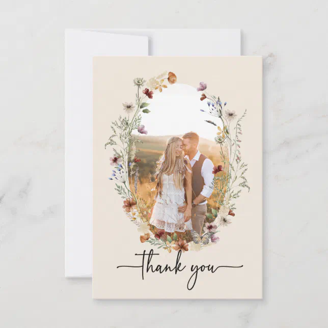 Boho Photo Thank You Card | Zazzle