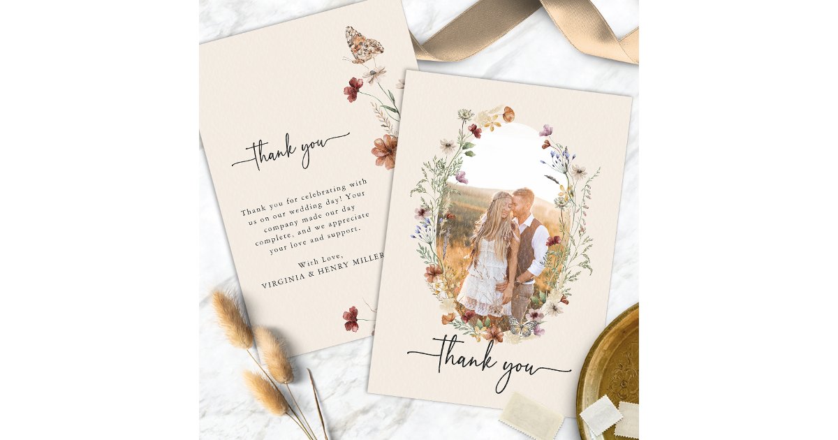 Boho Photo Thank You Card | Zazzle