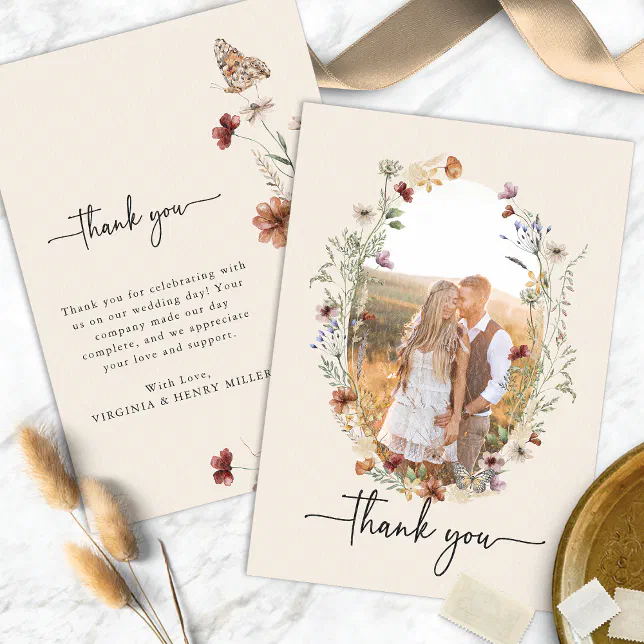 Boho Photo Thank You Card | Zazzle