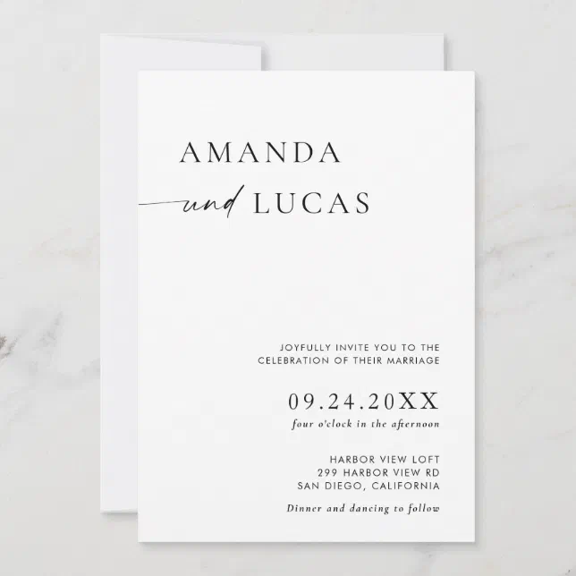 Boho Photo Wedding Invite | German Minimalist | Zazzle