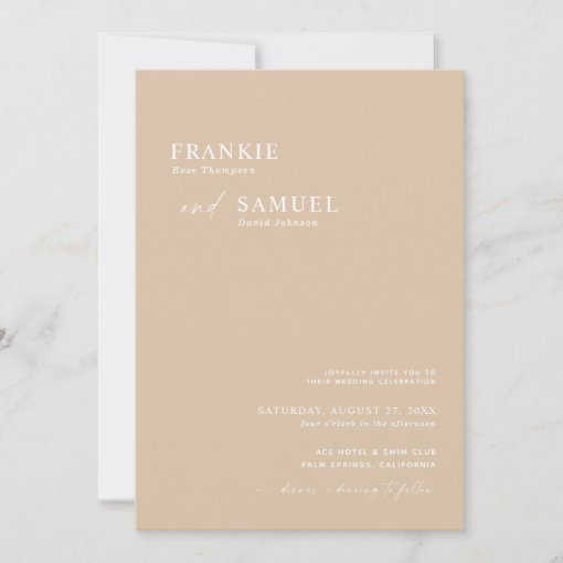 Boho Photo Wedding Invite, Modern Beige Invitation | Zazzle