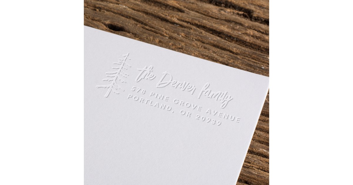 Boho Pine Tree Return Address Embosser | Zazzle