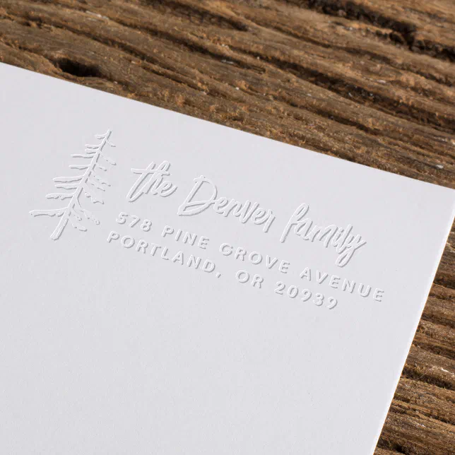 Boho Pine Tree Return Address Embosser | Zazzle