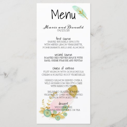 Weddingmenus | Zazzle