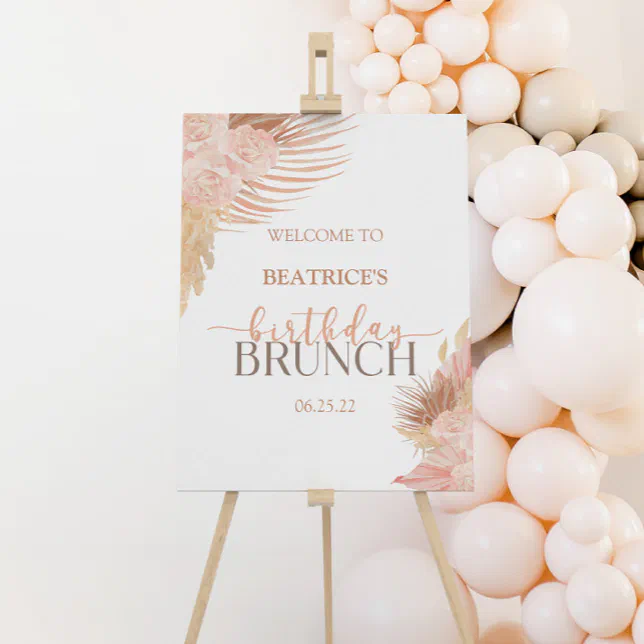 Boho Pink Floral Birthday Brunch Welcome Sign | Zazzle