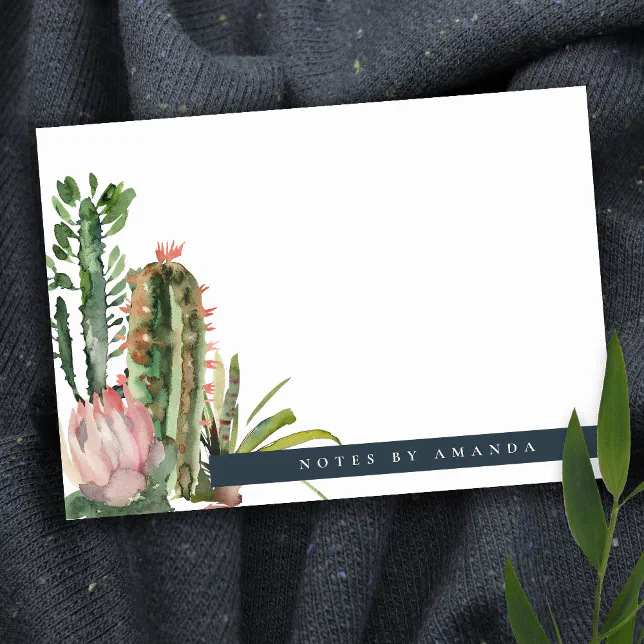 BOHO PINK FLORAL DESERT CACTI FOLIAGE WATERCOLOR POST-IT NOTES | Zazzle