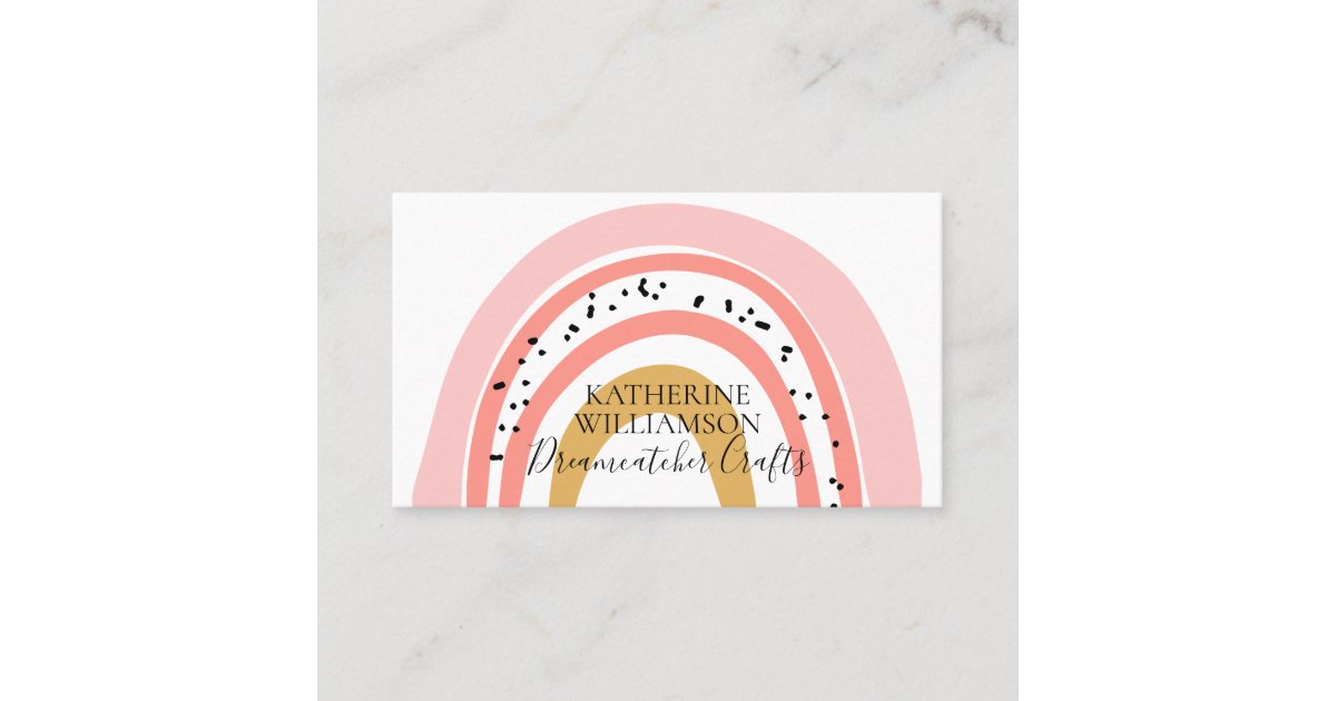 Boho Pink Gold Rainbow Business Card | Zazzle