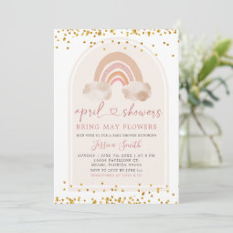 Boho Pink Rainbow April Showers Baby Shower Invitation | Zazzle