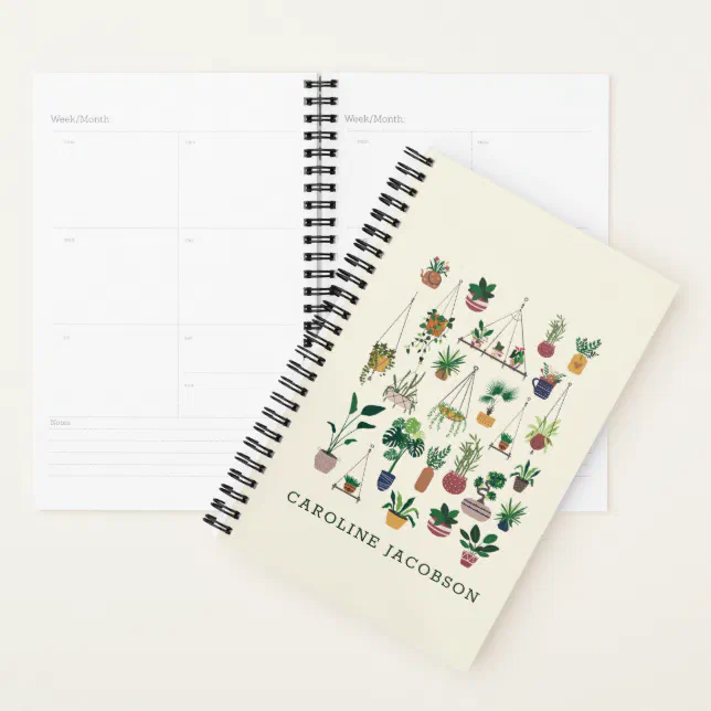 Boho Plant Lady Modern Houseplants Monogrammed Planner | Zazzle