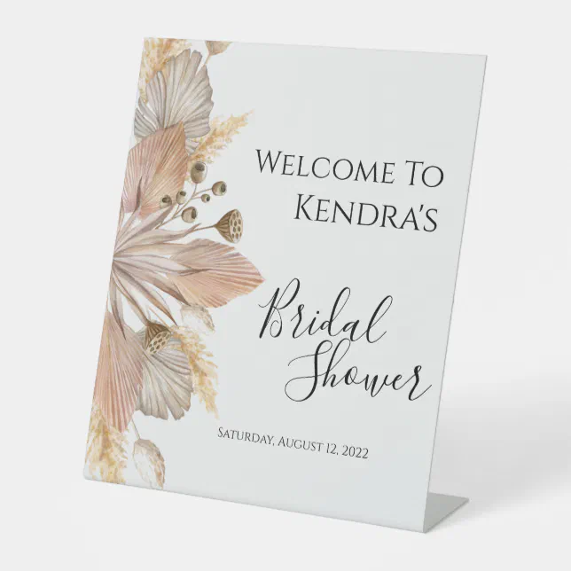 Boho Pompas Grass Bridal Shower Welcome Sign | Zazzle