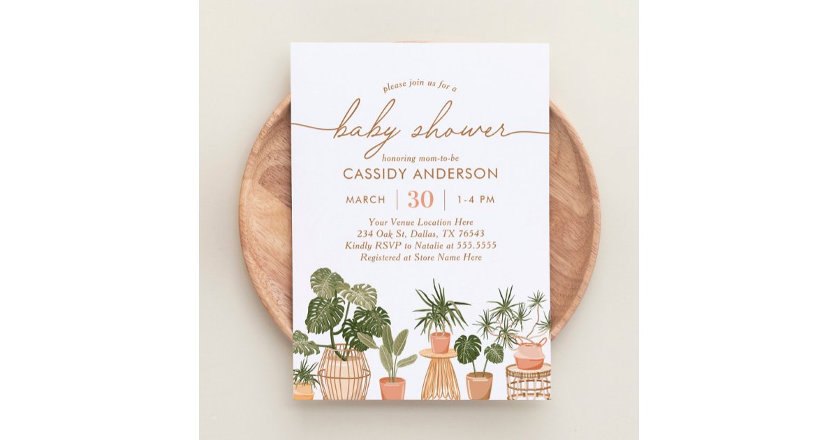 Boho Potted House Plants Baby Shower Invitation | Zazzle