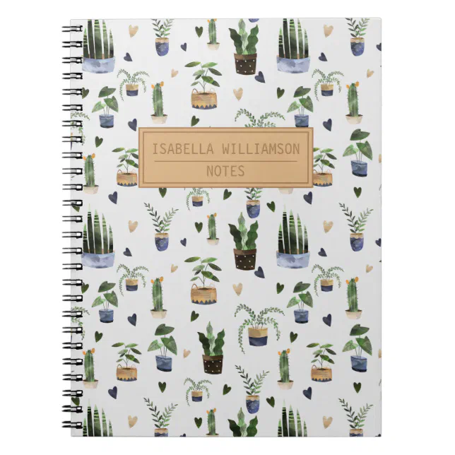 Boho Potted Plant Pattern Personalized Notebook | Zazzle