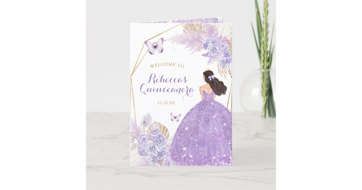 Boho Purple Butterfly Quinceañera Program Template | Zazzle