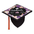 Boho purple floral watercolor gold script graduate graduation cap ...