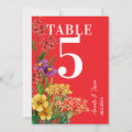 Boho Purple Orange Wildflower Wedding Table Number | Zazzle
