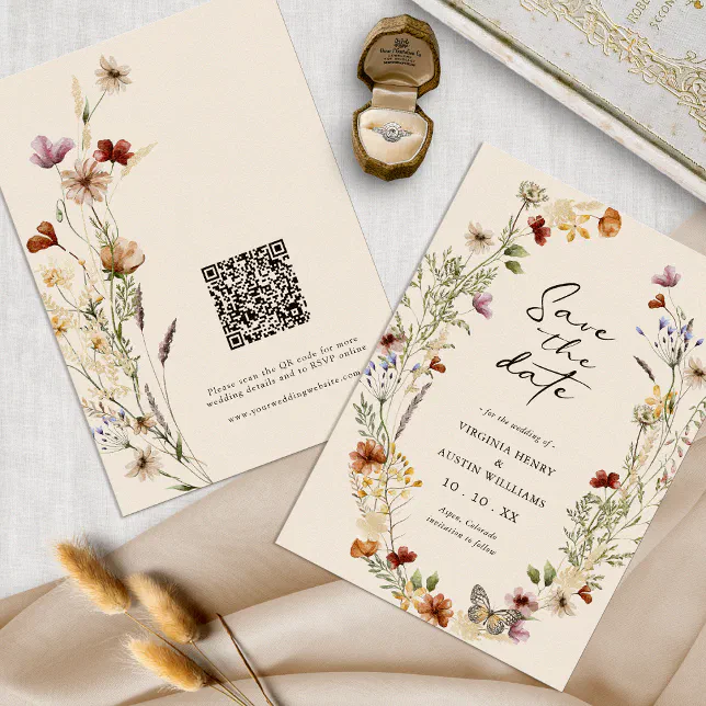 Boho QR Code Save The Date | Zazzle