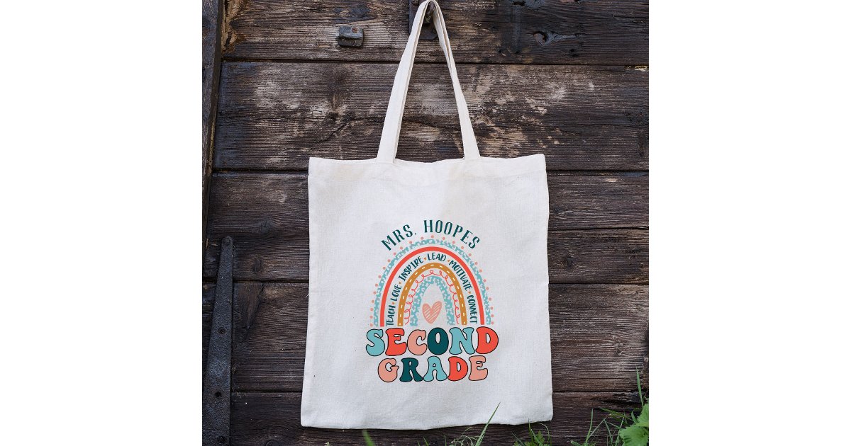 Boho Rainbow 2nd Grade Tribe Teacher Squad Custom Tote Bag | Zazzle