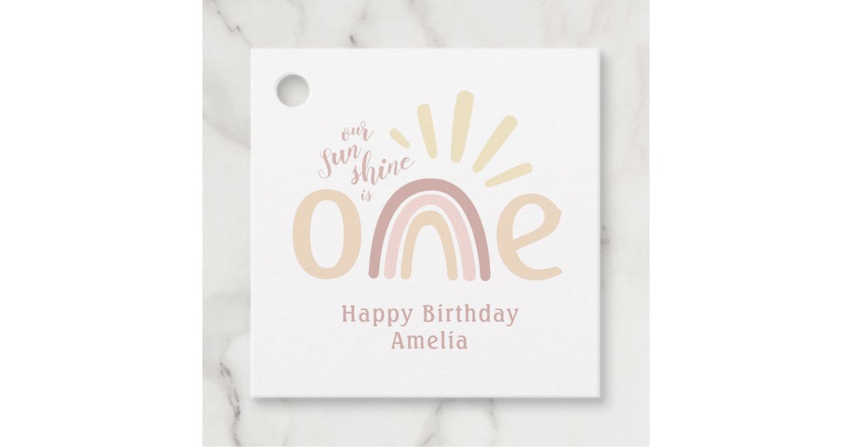 Boho Rainbow and Sunshine 1st Birthday Favor Tags | Zazzle
