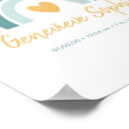 Boho Rainbow Baby Personalized Birth Stats Poster | Zazzle