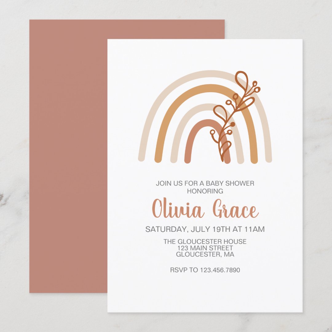 Boho Rainbow Baby Shower Invitation | Zazzle