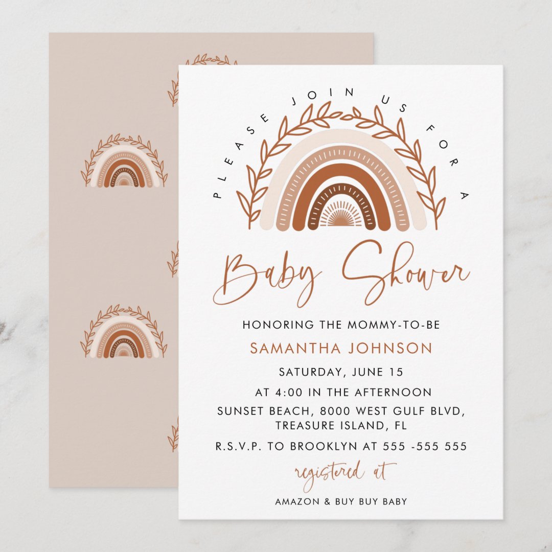 Boho Rainbow Baby Shower Invitation | Zazzle
