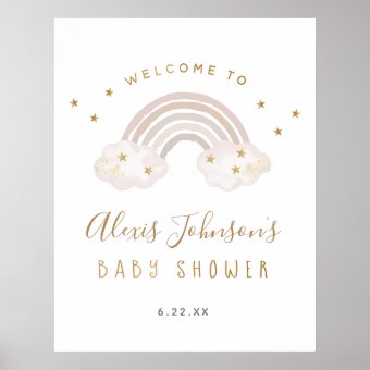 Boho Rainbow Baby Shower Welcome Poster | Zazzle