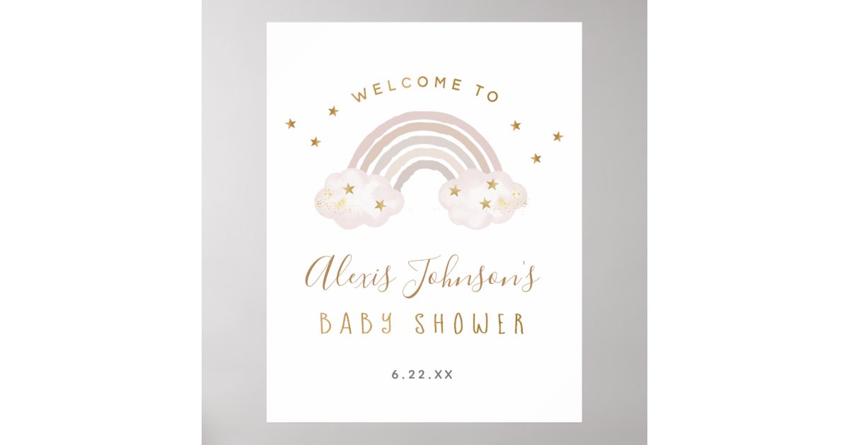 Boho Rainbow Baby Shower Welcome Poster | Zazzle