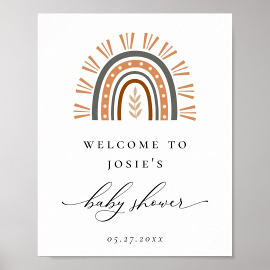 Boho Rainbow Baby Shower Welcome Poster | Zazzle.com