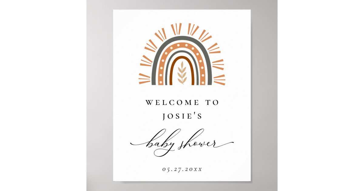 Boho Rainbow Baby Shower Welcome Poster | Zazzle