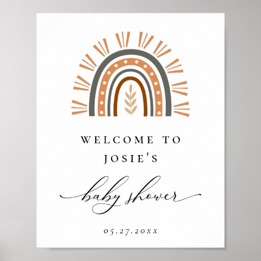 Boho Rainbow Baby Shower Welcome Poster | Zazzle