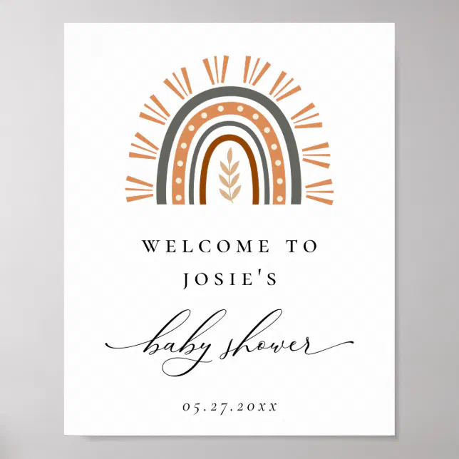 Boho Rainbow Baby Shower Welcome Poster | Zazzle