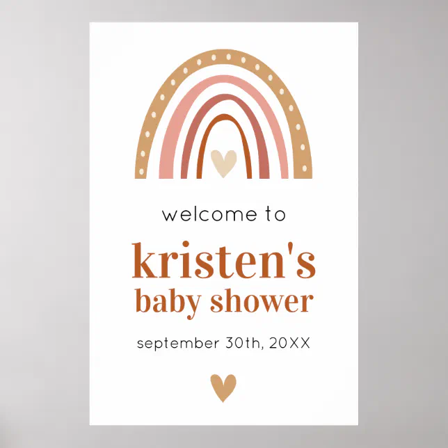 Boho Rainbow Baby Shower Welcome Poster | Zazzle