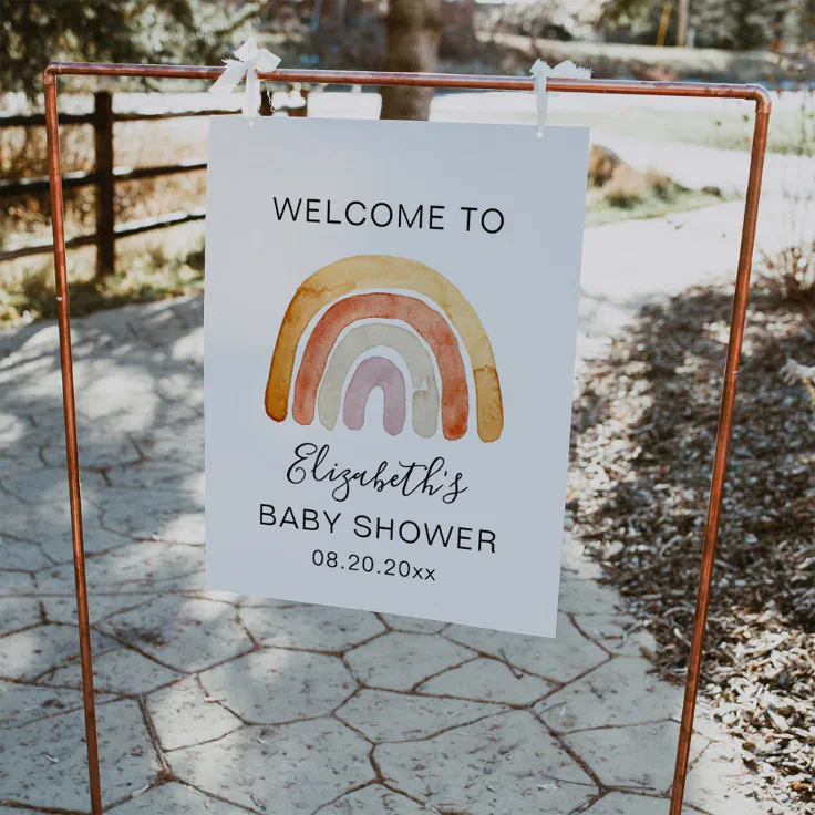 Boho Rainbow Baby Shower Welcome Sign | Zazzle