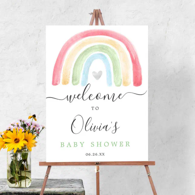 Boho Rainbow Baby Shower Welcome Sign | Zazzle