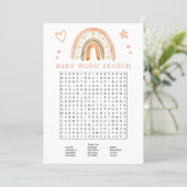 Boho Rainbow Baby Shower Word Search Game Invitation | Zazzle