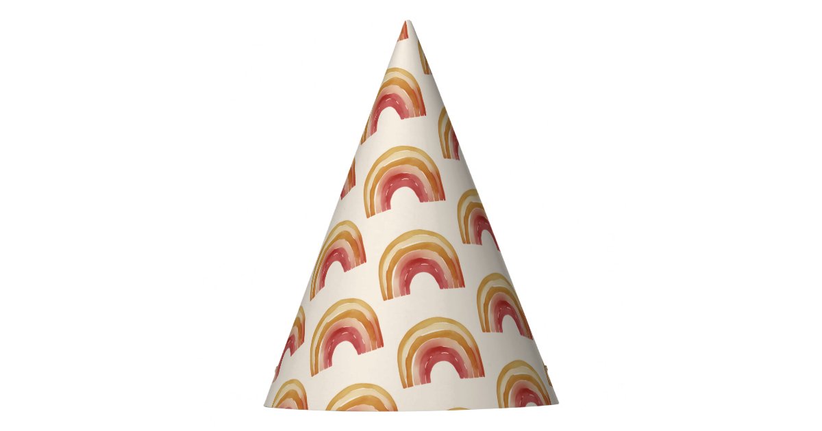 Boho rainbow birthday party hat | Zazzle