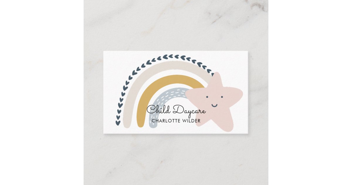 Boho Rainbow Child Daycare Babysitting Business Card | Zazzle
