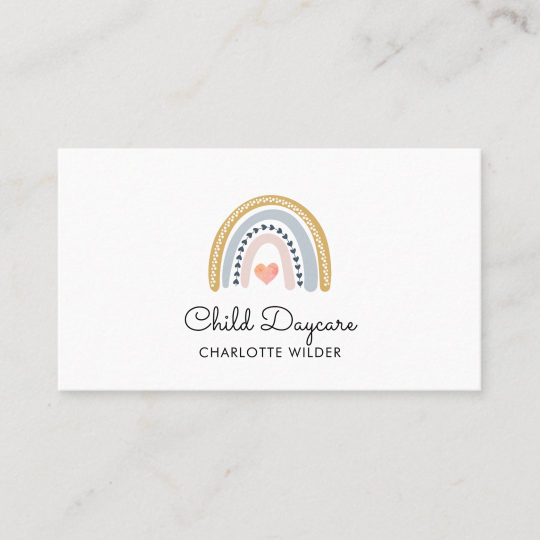 Boho Rainbow Child Daycare Business Card | Zazzle