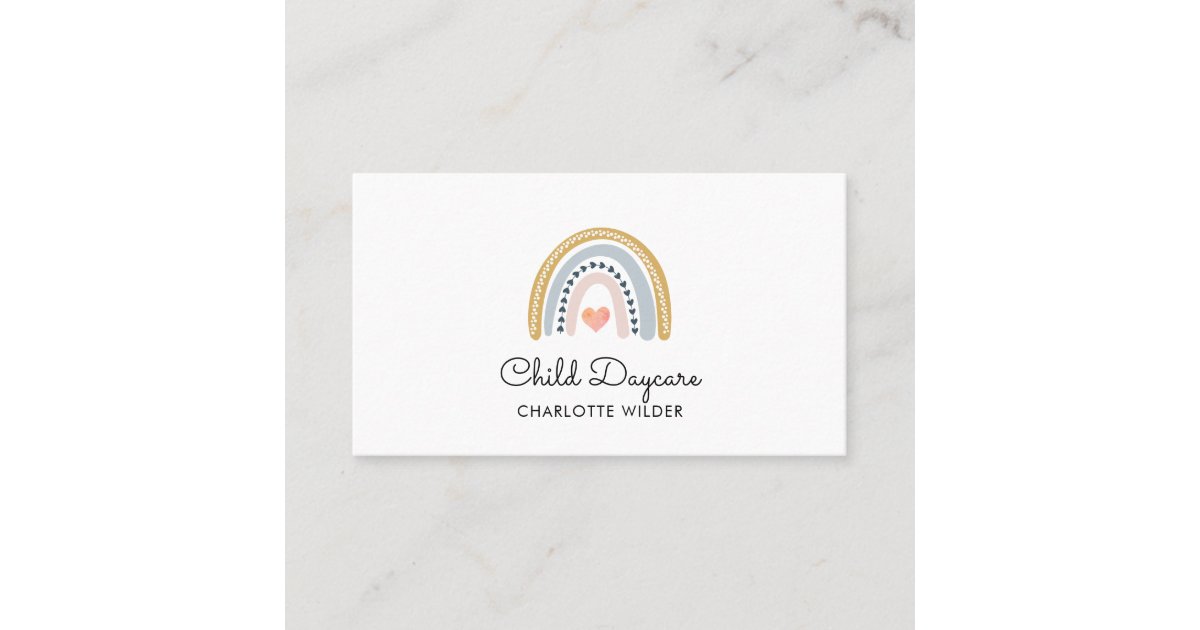 Boho Rainbow Child Daycare Business Card | Zazzle