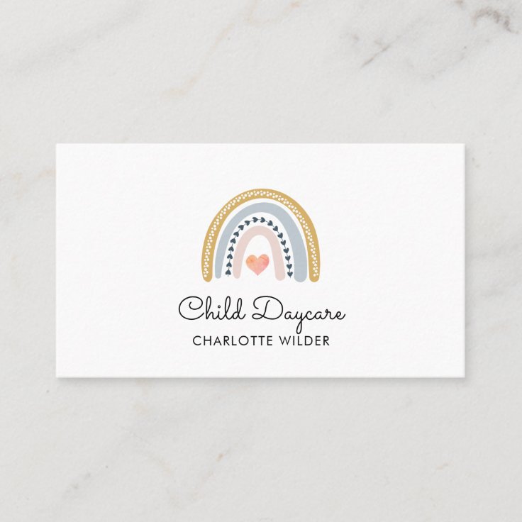 Boho Rainbow Child Daycare Business Card | Zazzle